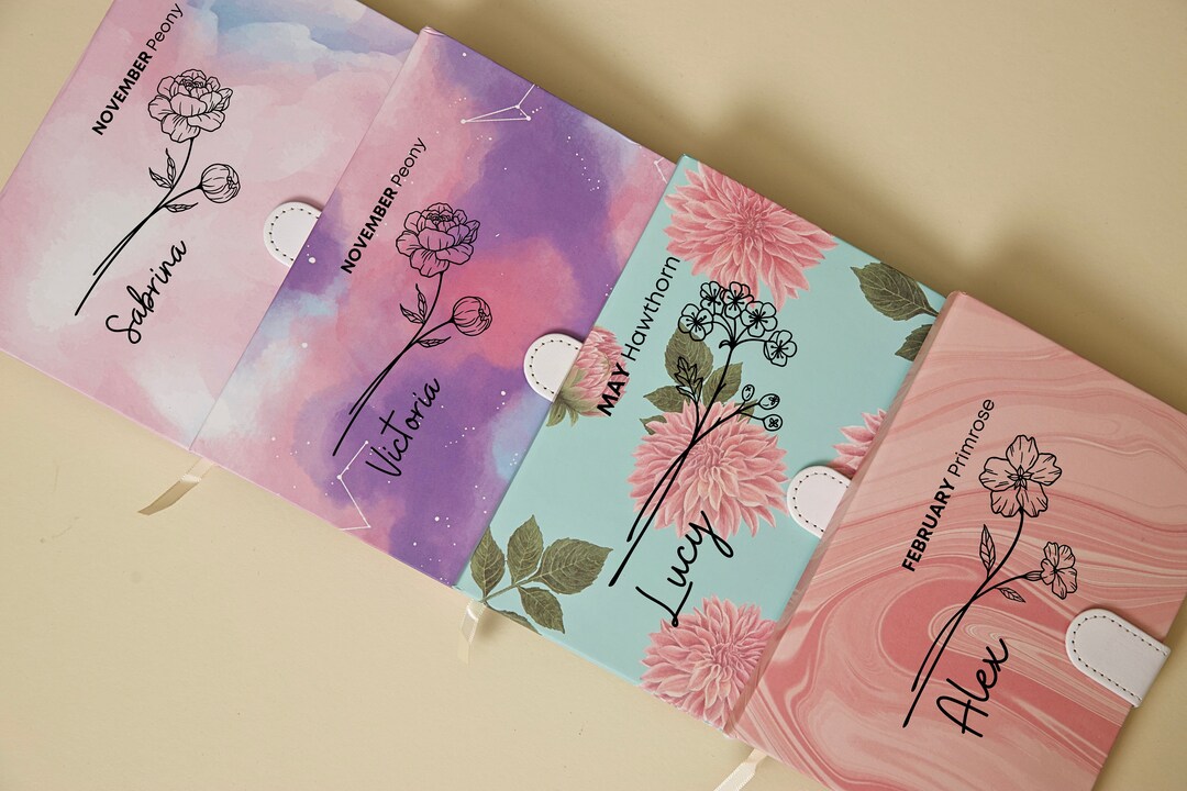 Personalized Birth Flower Name Notebook Birthday Notebook Her Custom ...
