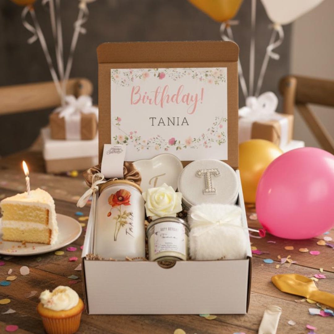 Personalized Birthday Box Gift Set Birth Flower Gift Box Custom Design ...