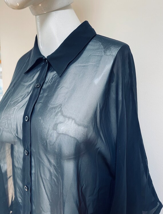 Beautiful Y2K Transparent Sheer Flowing Cape Blouse B… - Gem