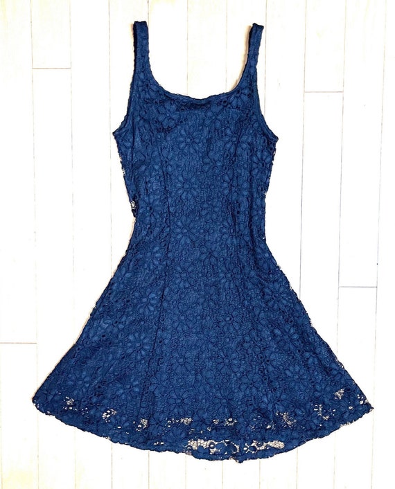 80s Black Floral Lace Party Frock Sexy Flirty Fully L… - Gem