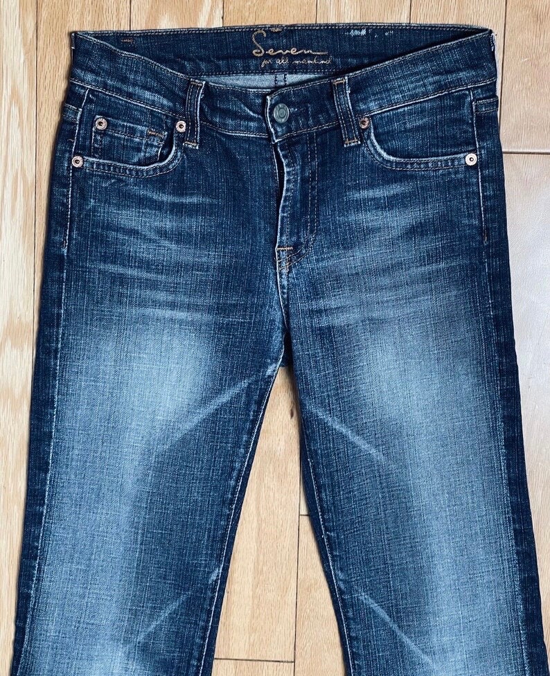 Y2K 7 for All Mankind Blue Denim Jeans Low Waist Classic Bootcut Style ...