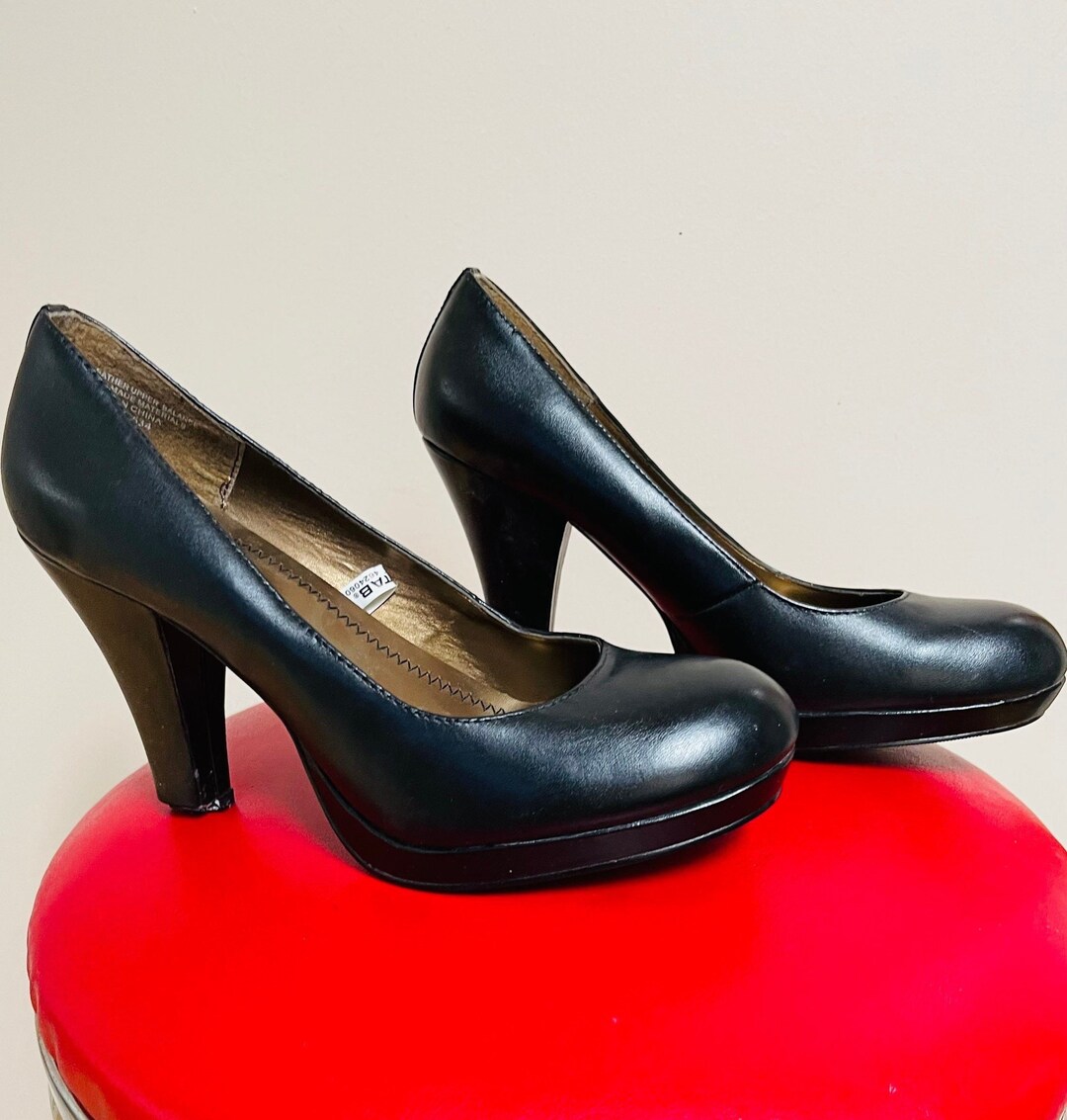 Black Stacked Platform High Heel Pumps New Without Box Matte Black ...