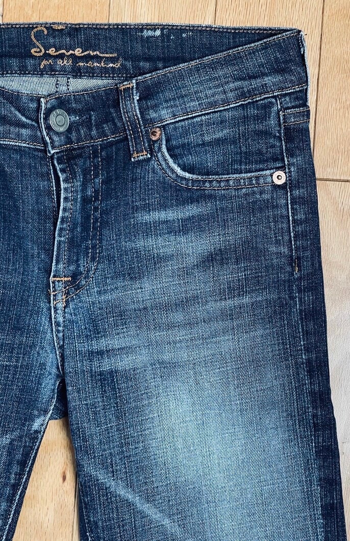 Y2K 7 for All Mankind Blue Denim Jeans Low Waist Classic Bootcut Style ...