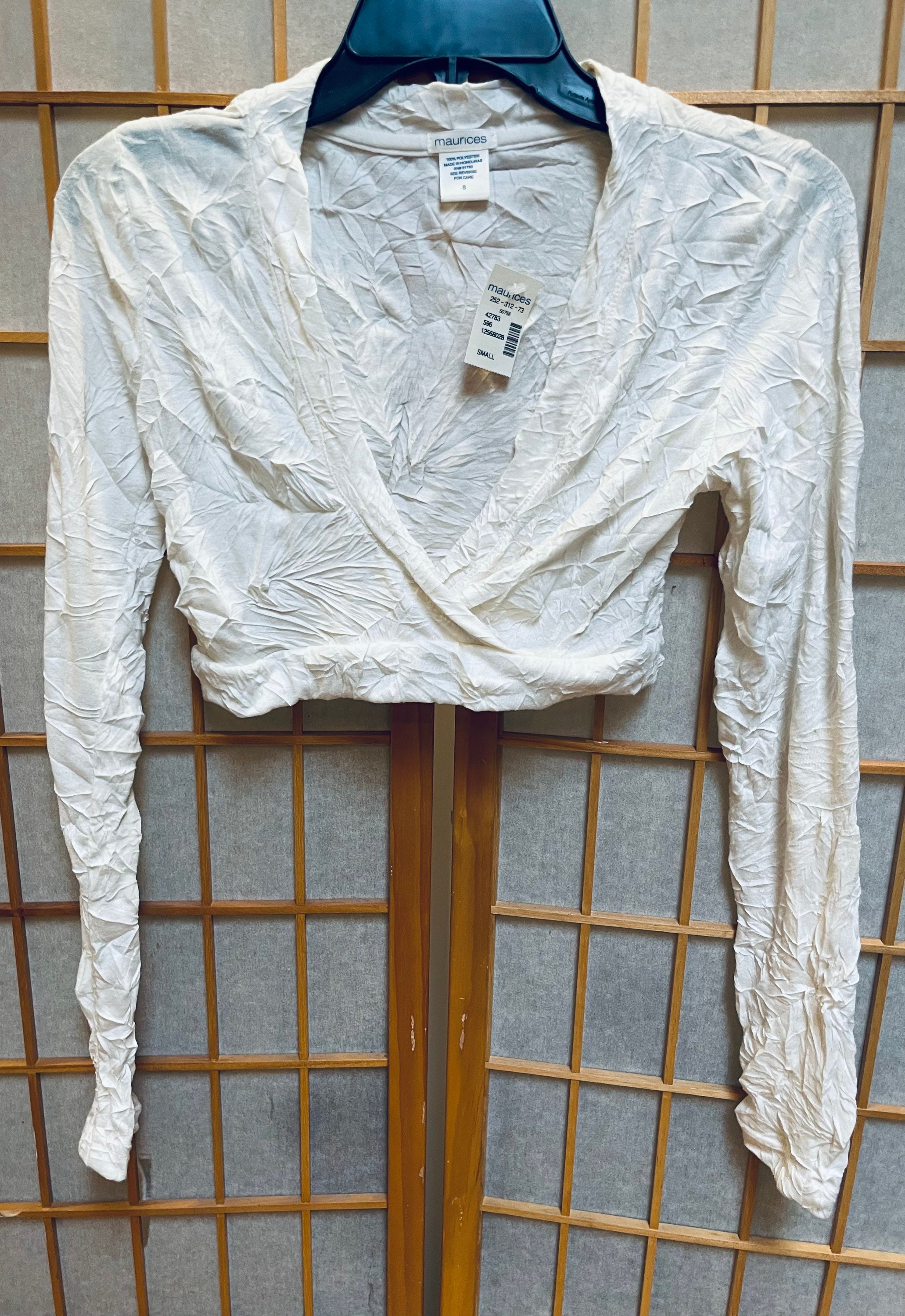 Y2K Cream Crop Top Long Sleeves Super Soft Surplice Neckline Sexy ...