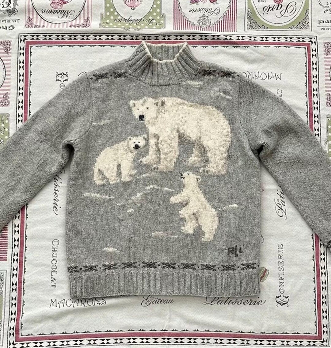 RARE Vintage Ralph Lauren Winter Theme Lambs Wool Hand-knit Intarsia ...