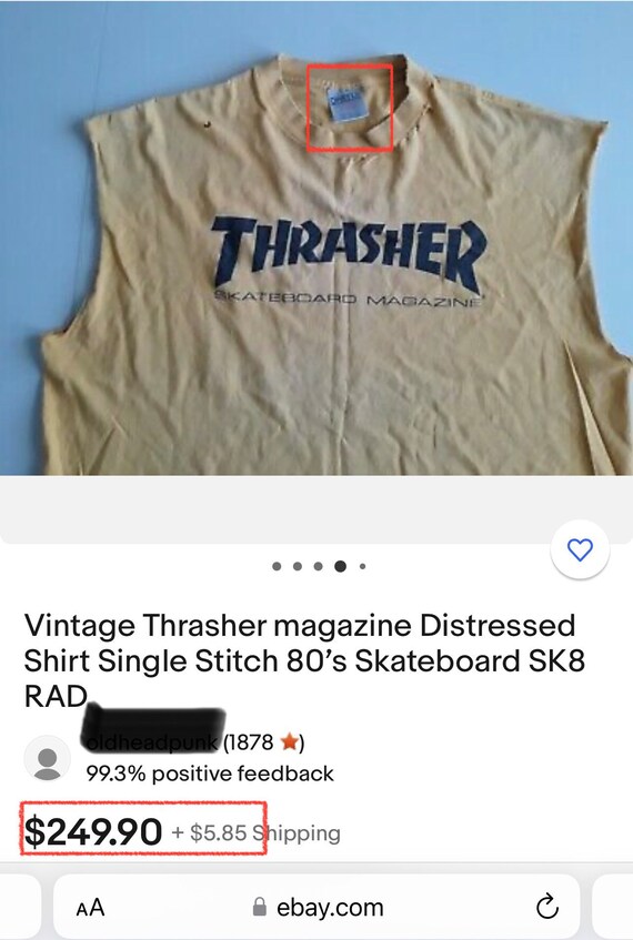 80s Vintage Thrasher Magazine Distressed Shirt Single… - Gem