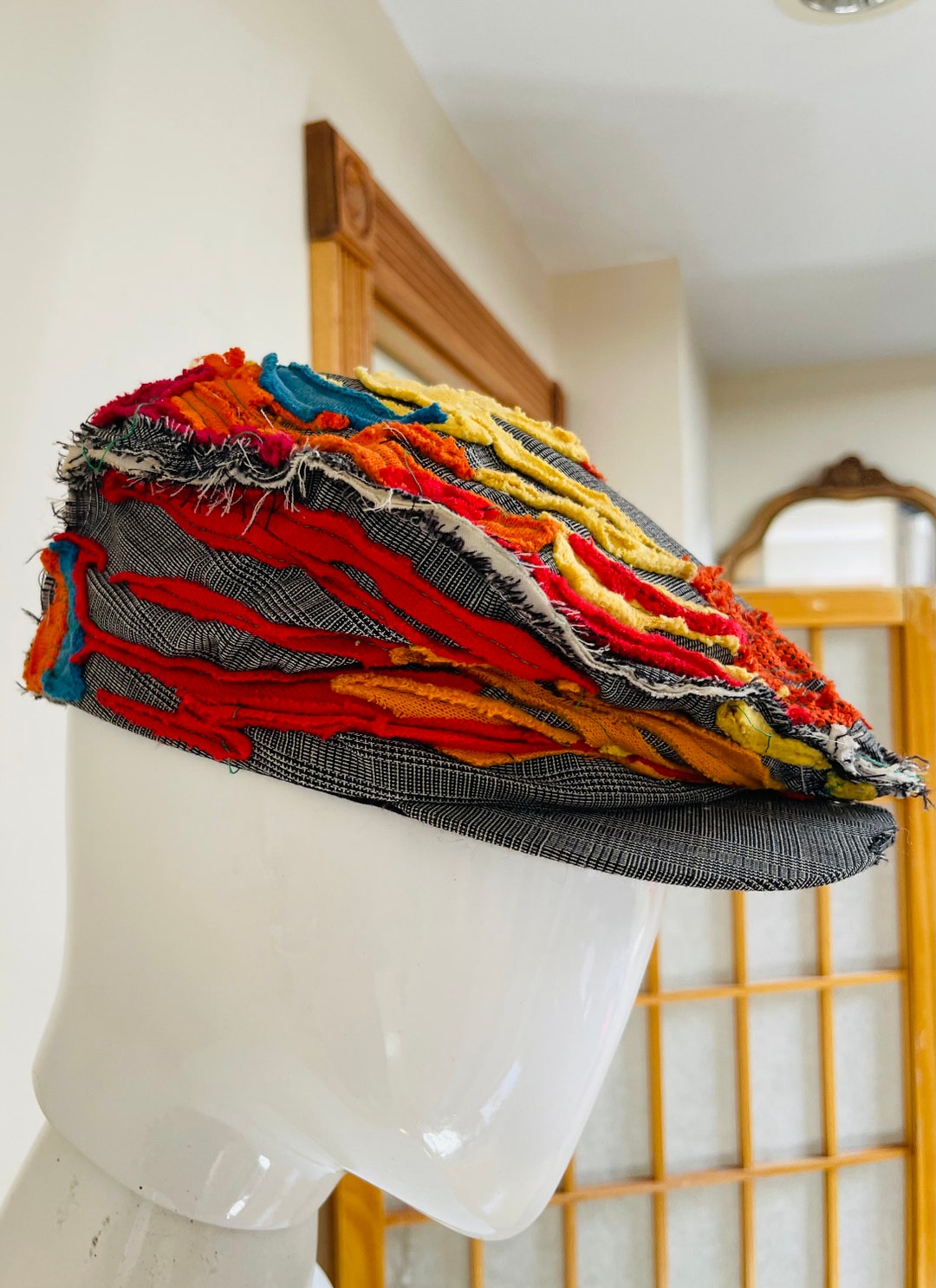 90s Altered Newsboy Cap One of A Kind Handmade Distressed Alt ...
