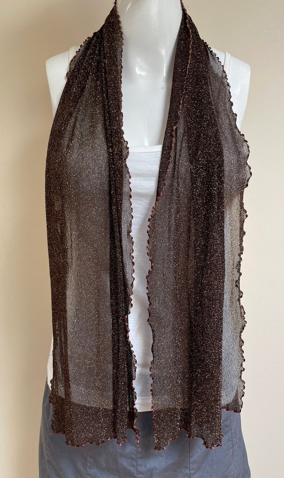 1970s Set Of Three Sparkly Metallic Threaded Scarves … - Gem