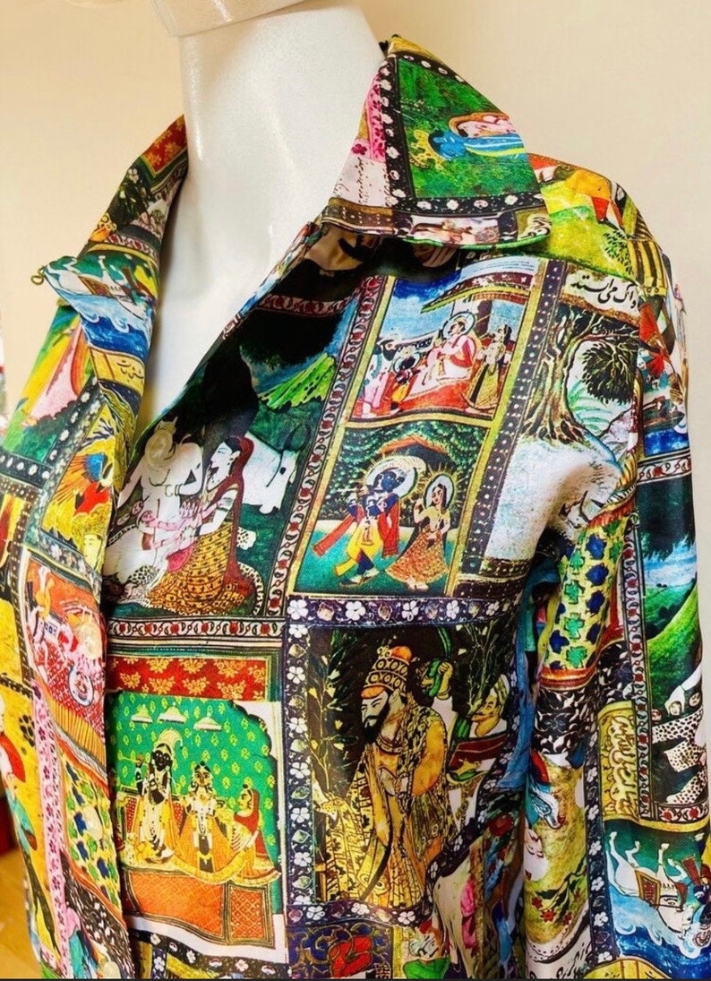 Amazing 70s East India AOP All Over Print Handmade Pointy Collar ...