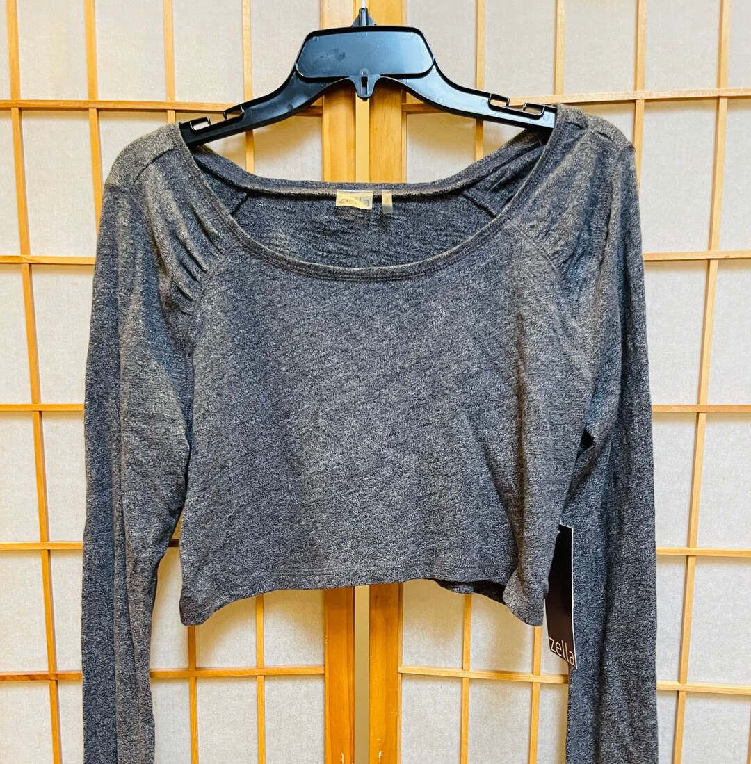 Y2K Dark Heather Grey ZELLA Brand Athletic Pullover Crop Top Scoop ...