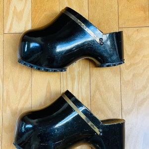 RARE 70s Black Famolare Platform Patent Black Clogs 1973 Famolare ...