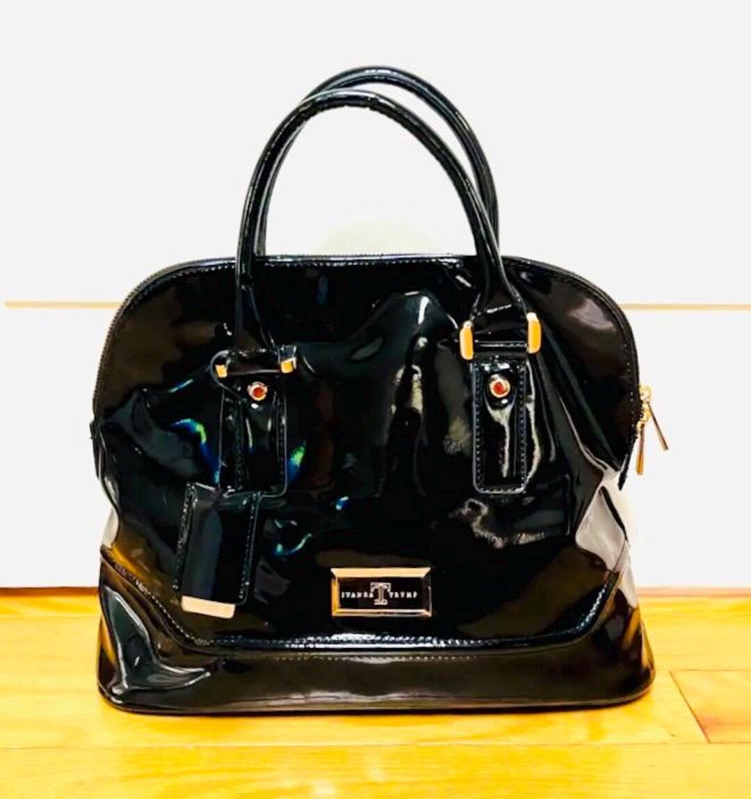 NWOT Ivanka Trump High Gloss Black Patent Pleather Ladies Satchel Bag ...