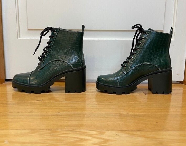 Forest Green Faux Leather Club Boots Combat Boots Style Black - Etsy