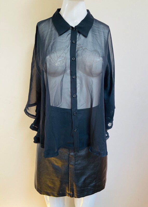 Beautiful Y2K Transparent Sheer Flowing Cape Blouse B… - Gem