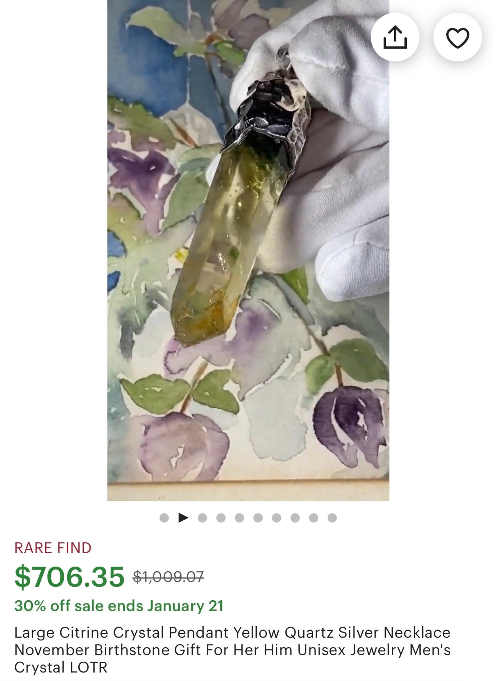 Large Clear Citrine Quartz Crystal Pointed Pendant Yellow Undertones ...