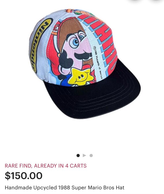 Vintage Super Mario Baseball Cap Ball Hat Mario Ninet… - Gem