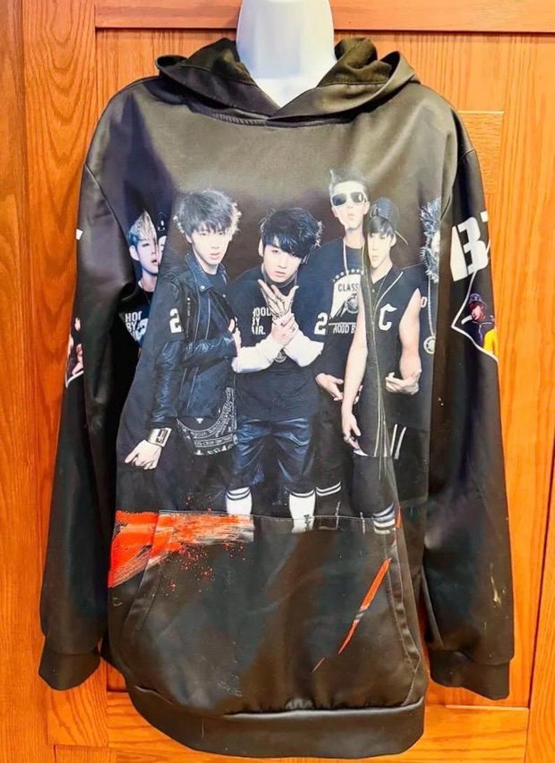 Amazing BTS Hoodie Photographic Image on Front & Sleeve K-pop Band ...