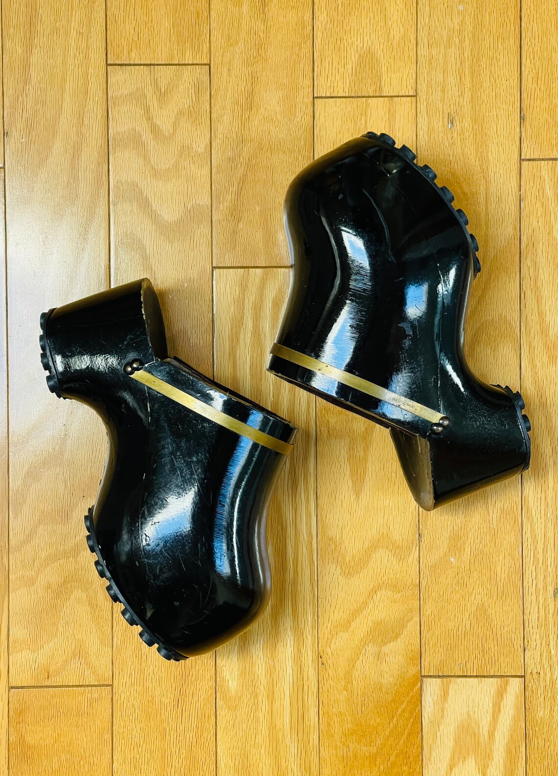 RARE 70s Black Famolare Platform Patent Black Clogs 1973 Famolare ...