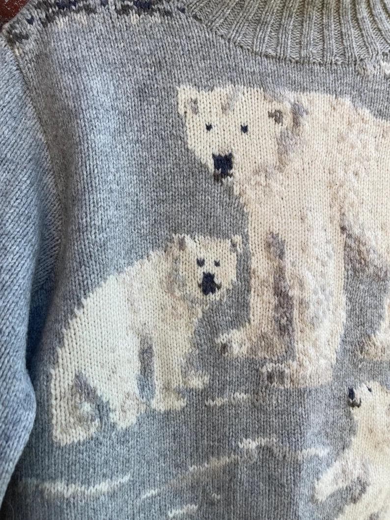 RARE Vintage Ralph Lauren Winter Theme Lambs Wool Hand-knit Intarsia ...