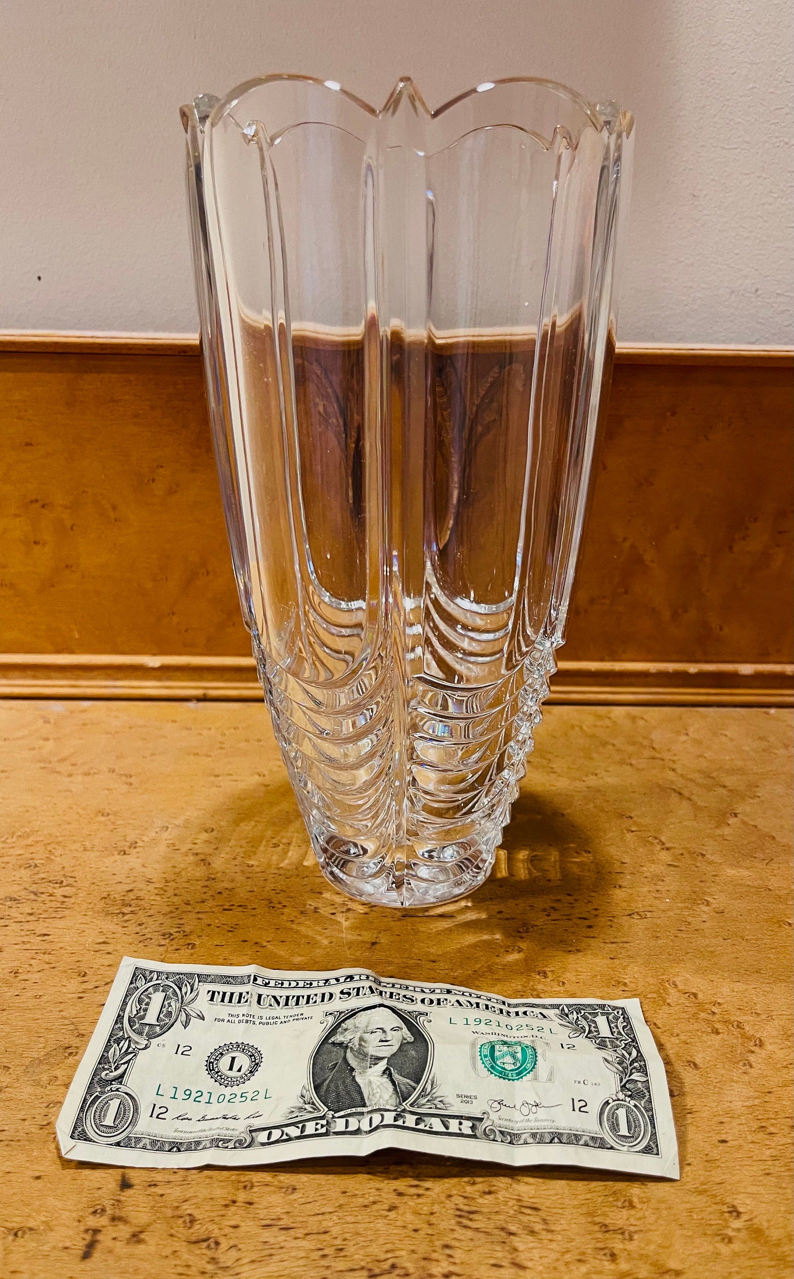Gorgeous Deep Faceted Crystal Glass Vase Heavy Weighted Unique ...