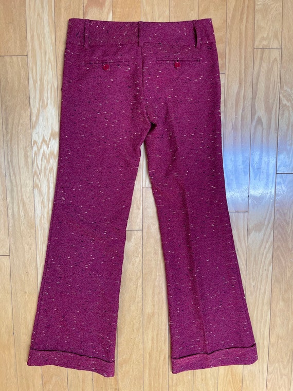 80s Cherry Red Popcorn Tweed Trousers Pants Cuffed He… - Gem