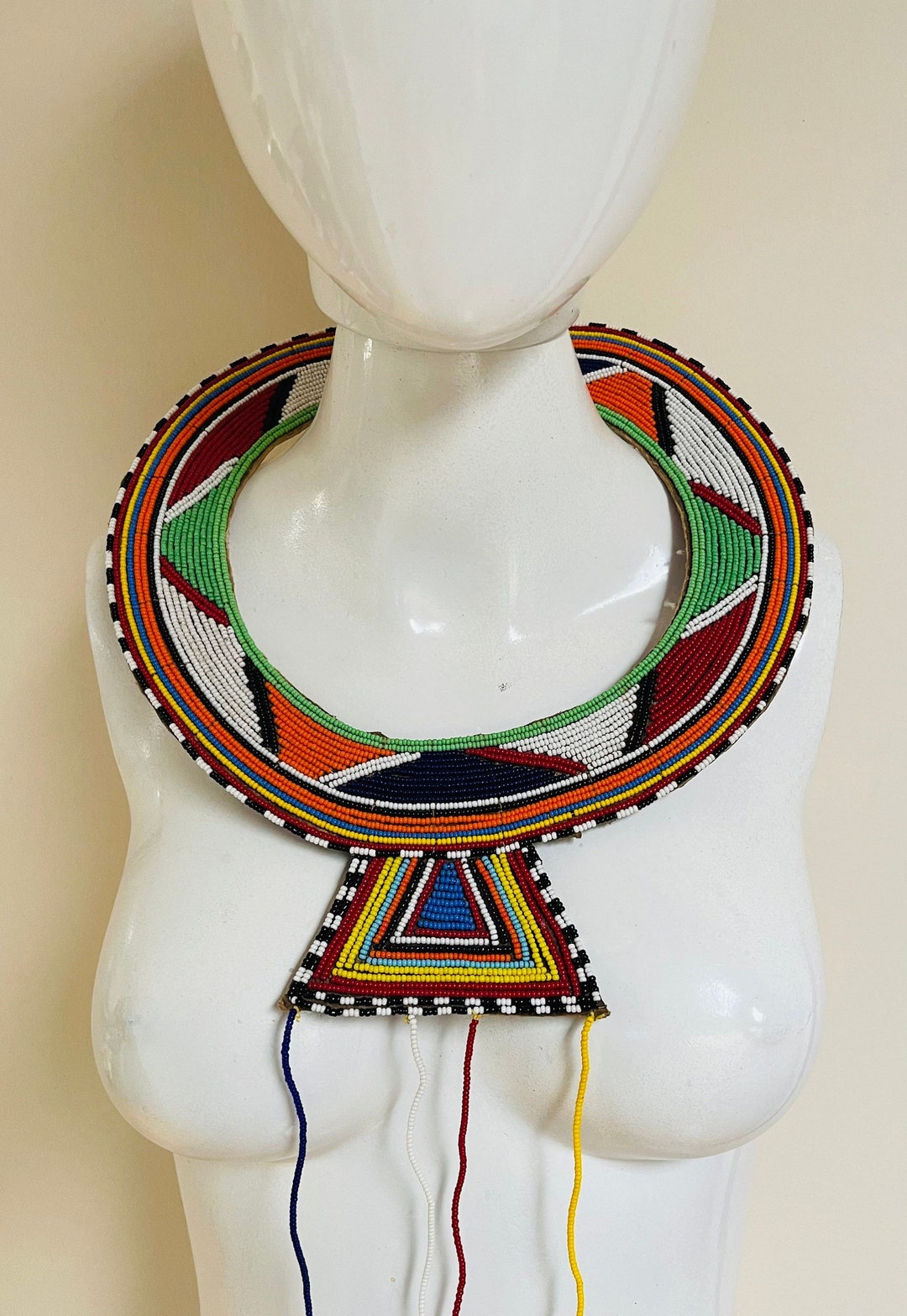 1960s Maasai Wedding Necklace Vintage African Bib Necklace Handmade ...