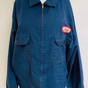 Vintage 1950s Mechanics Jacket Dark Blue Large Back Patch Front Pocket ...
