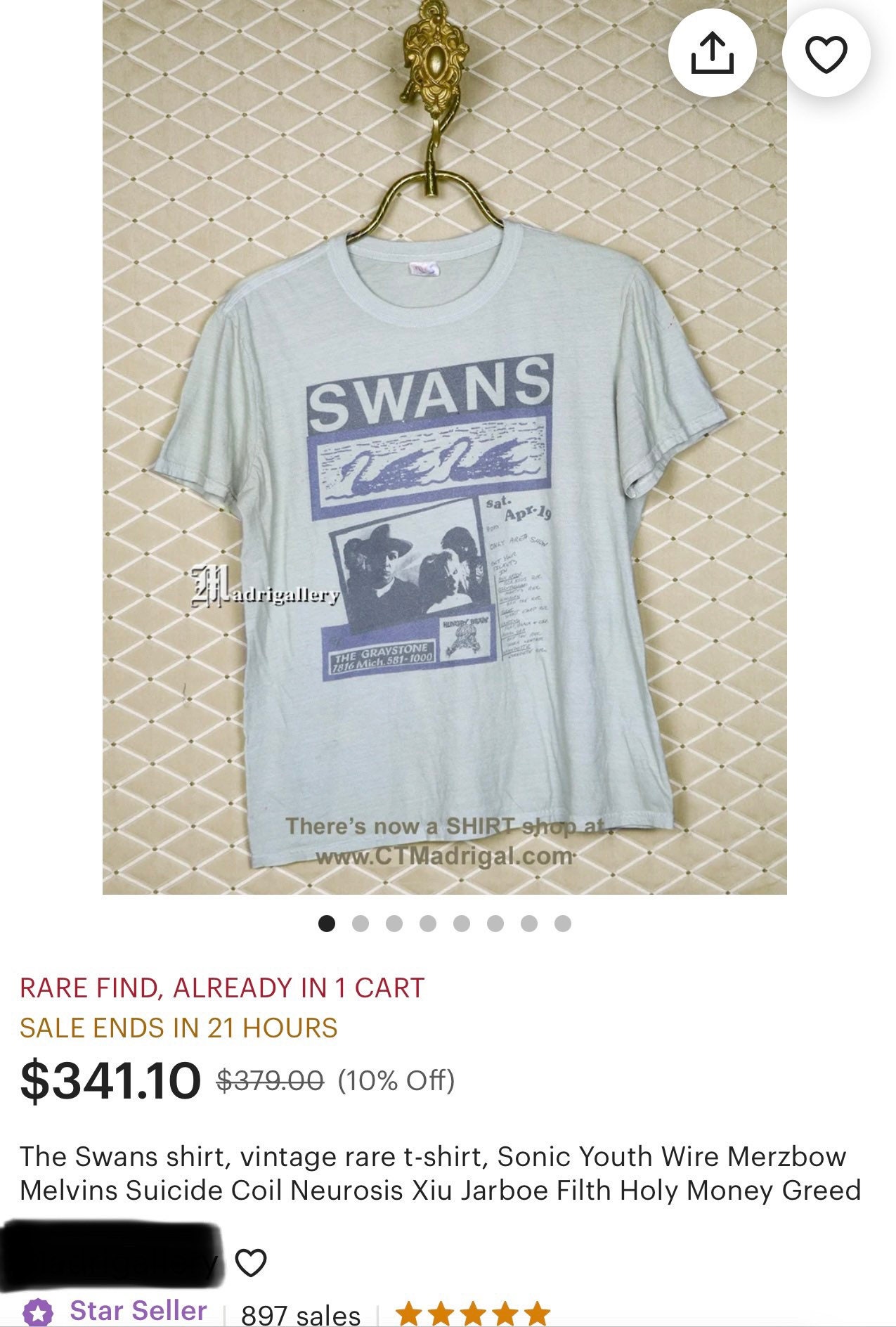 RARE Swans 1980s OOAK Underground Black Batik Tie Dye Merch T-shirt ...