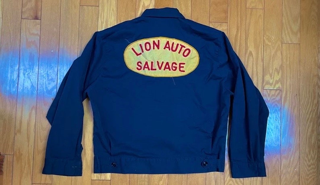 Vintage 1950s Mechanics Jacket Dark Blue Large Back Patch Front Pocket ...