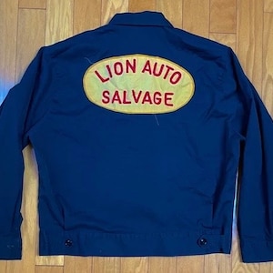 Vintage 1950s Mechanics Jacket Dark Blue Large Back Patch Front Pocket ...