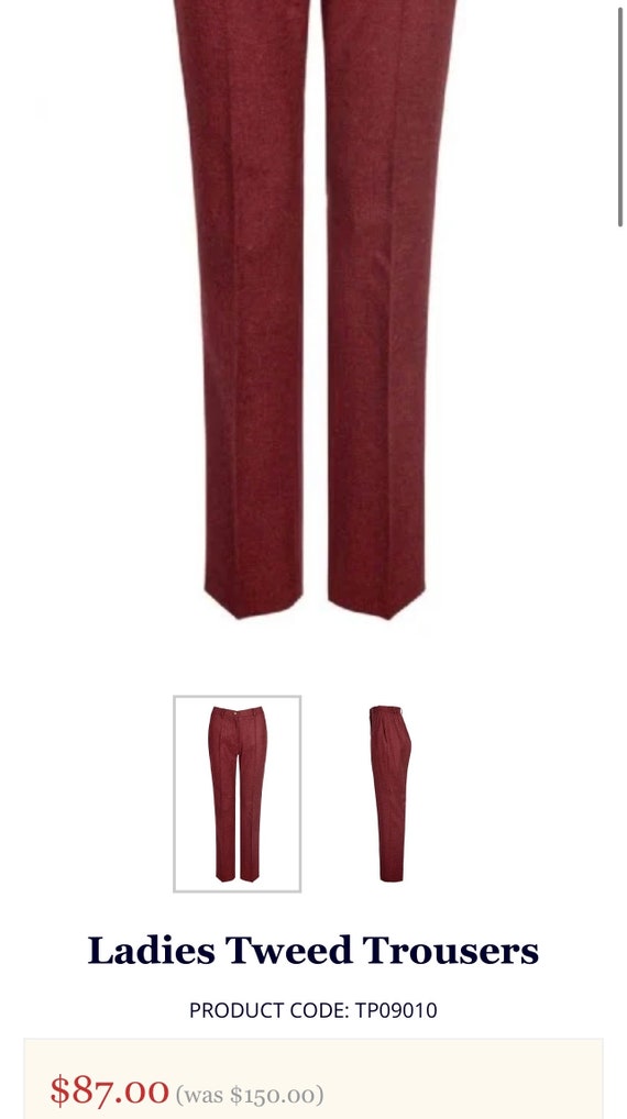 80s Cherry Red Popcorn Tweed Trousers Pants Cuffed He… - Gem