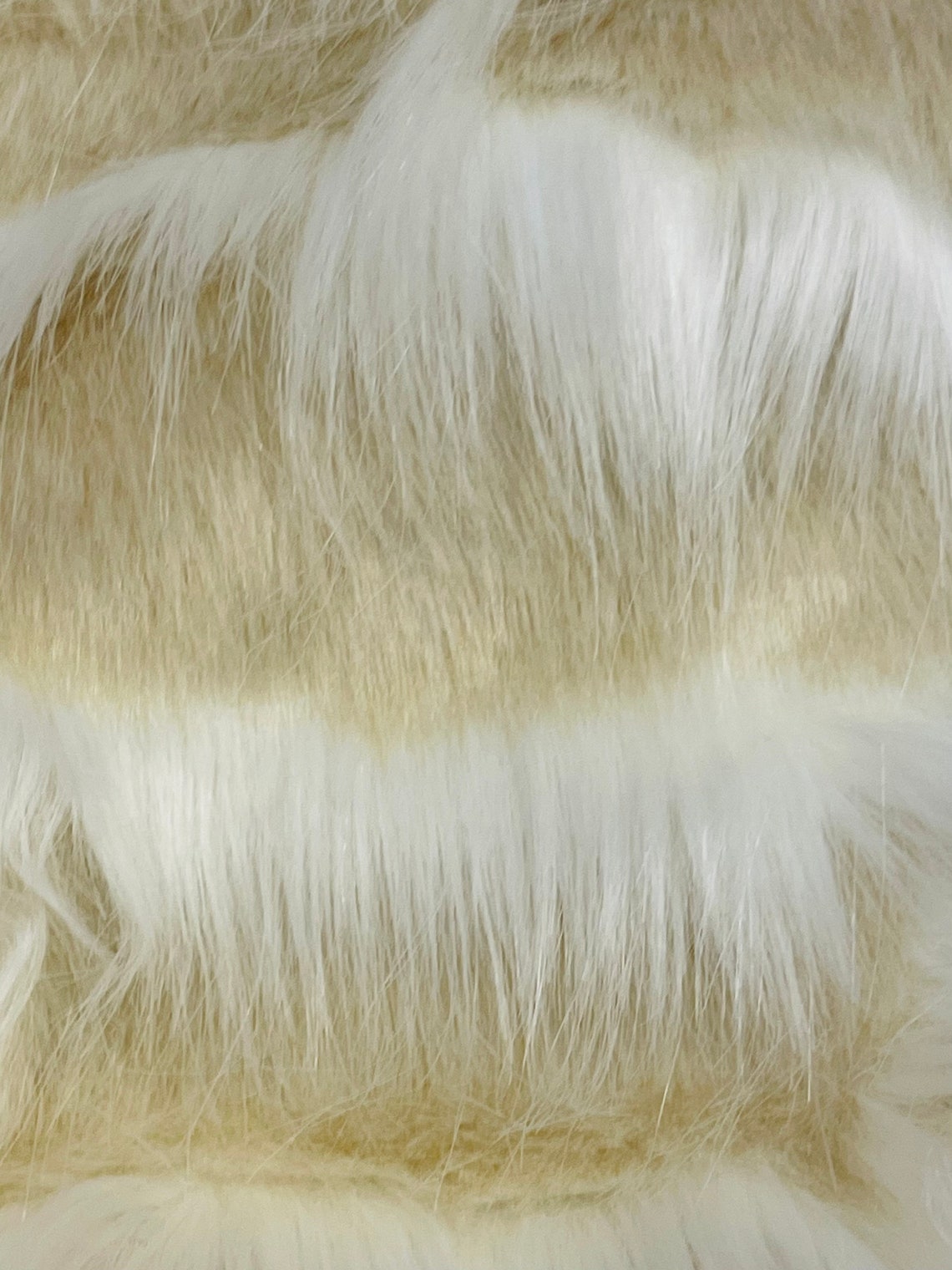 Faux Fur Long Vest Champagne Tan & White Striped Pattern Lined Side ...