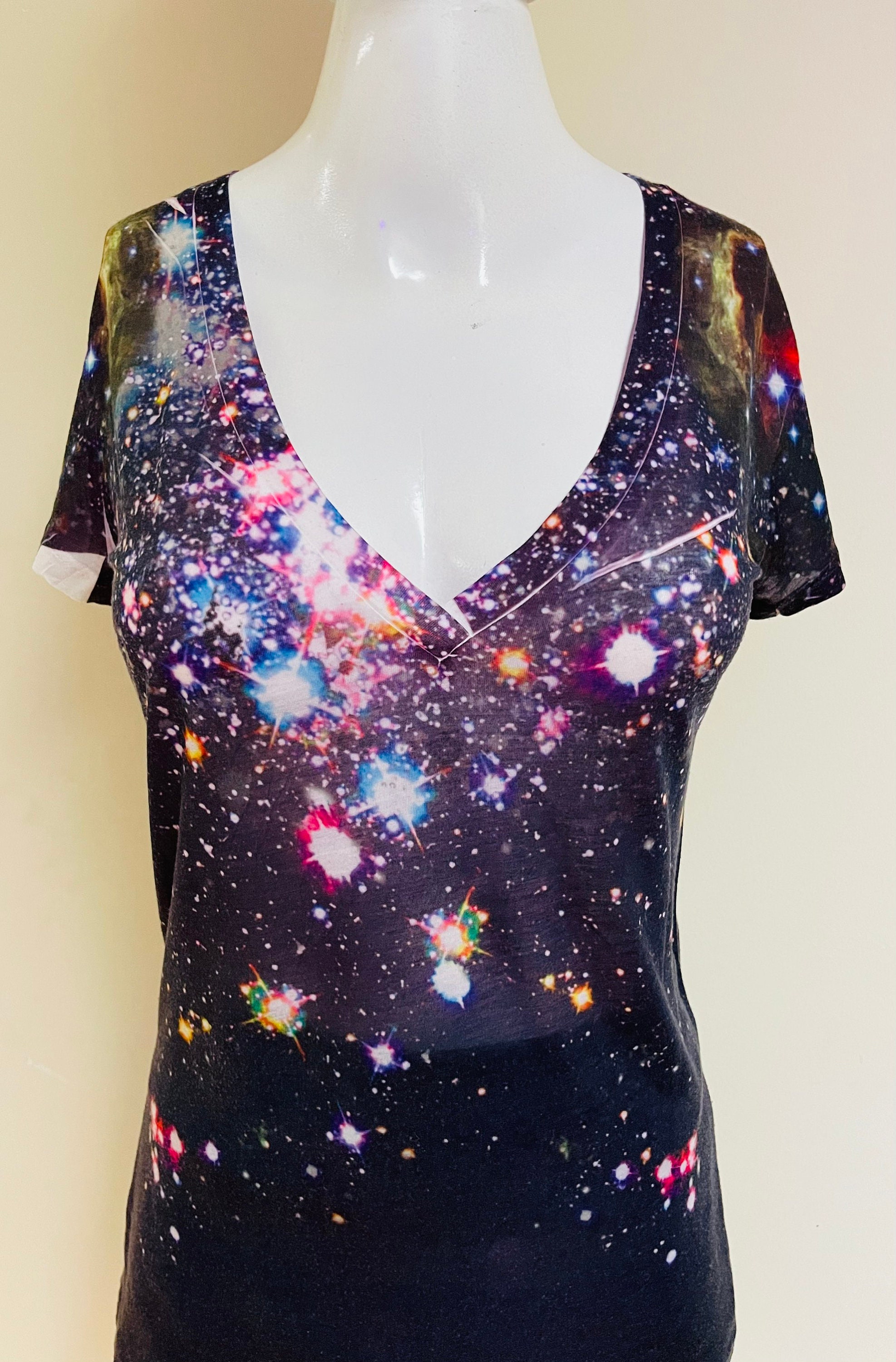 1980s Cosmic Celestial AOP Print Stars Bright Multicolor Stars ...