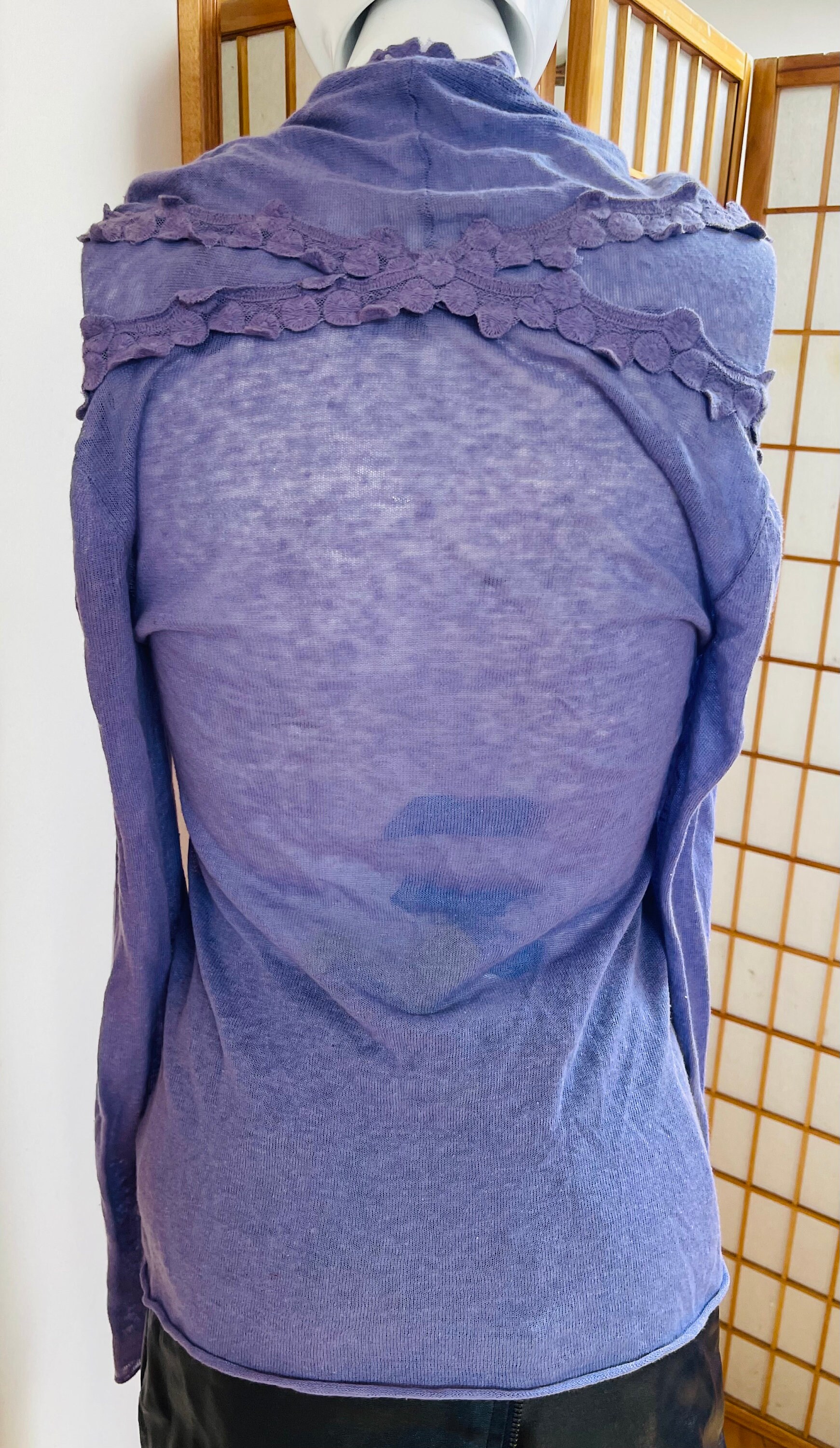 Lavender Lace Trim Semi Sheer Button Cardigan Beautiful Collar ...