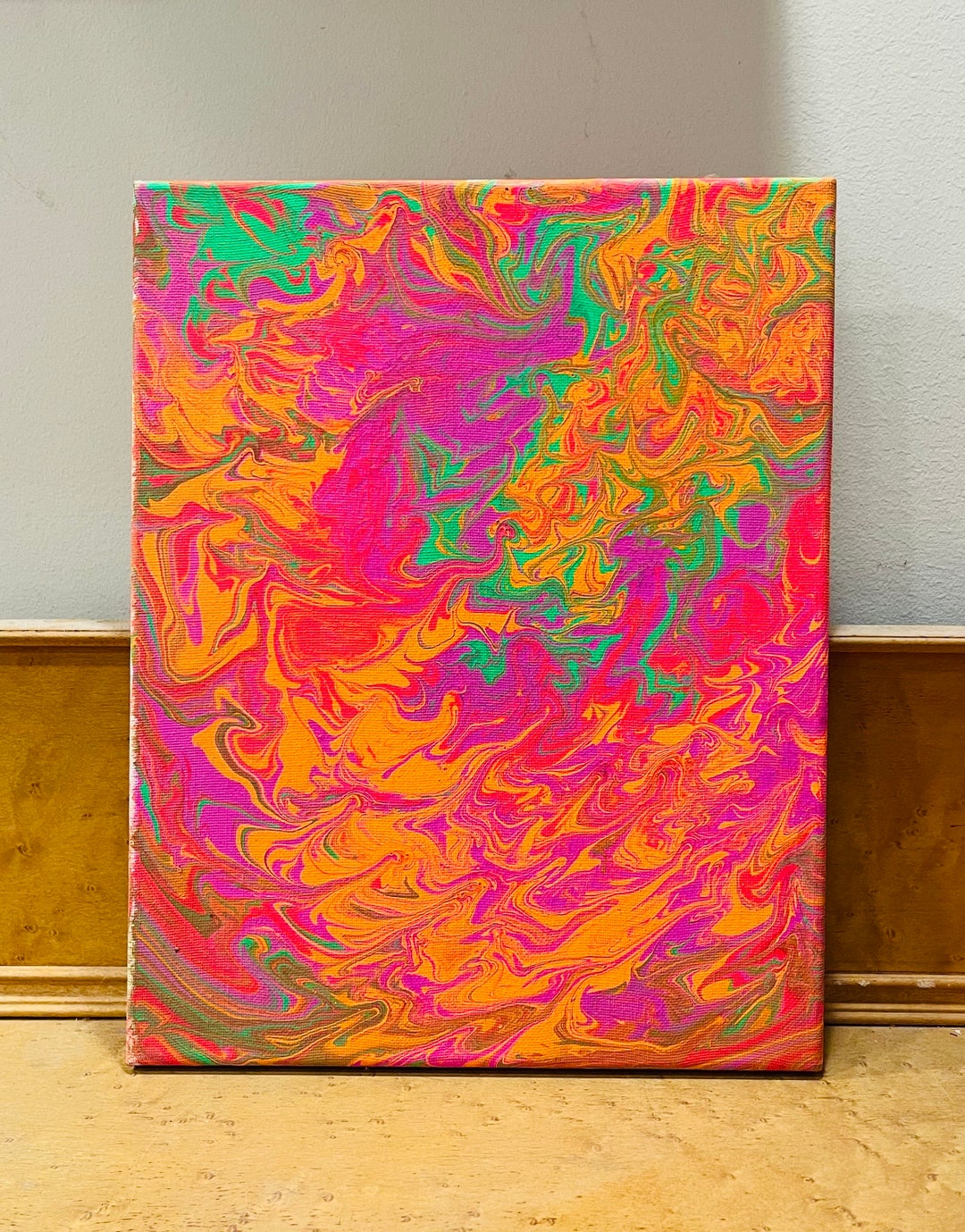 60s Original Handpainted Psychedelic Swirl Painting Day-glo Neon Colors ...