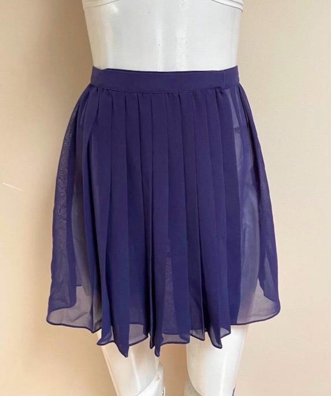 80s Sheer Pleated Chiffon Gossamer Light Navy Blue Wrap Mini Skirt ...