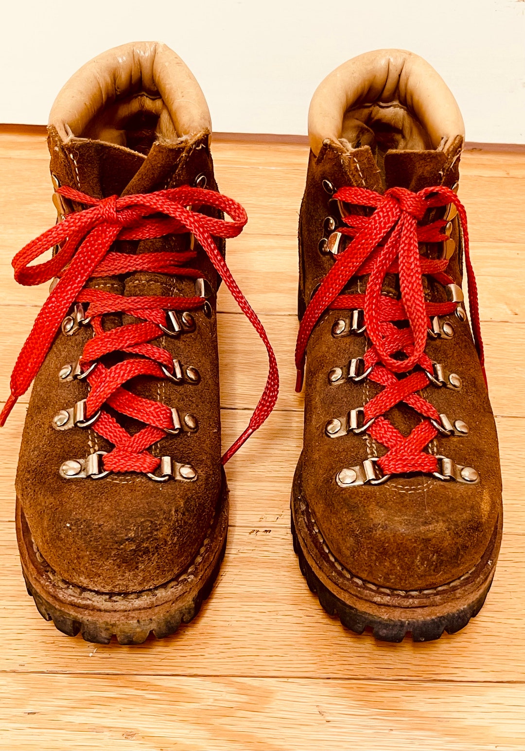 RARE Vintage Suede Leather Mountaineering Hiking Boots Iconic Rust ...