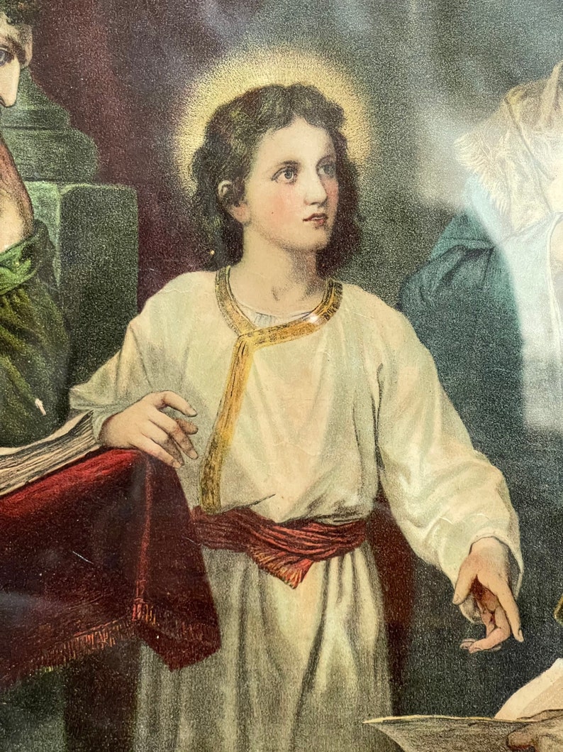 Early 1900s Antique Jesus in the Temple Framed Large Print Heinrich ...