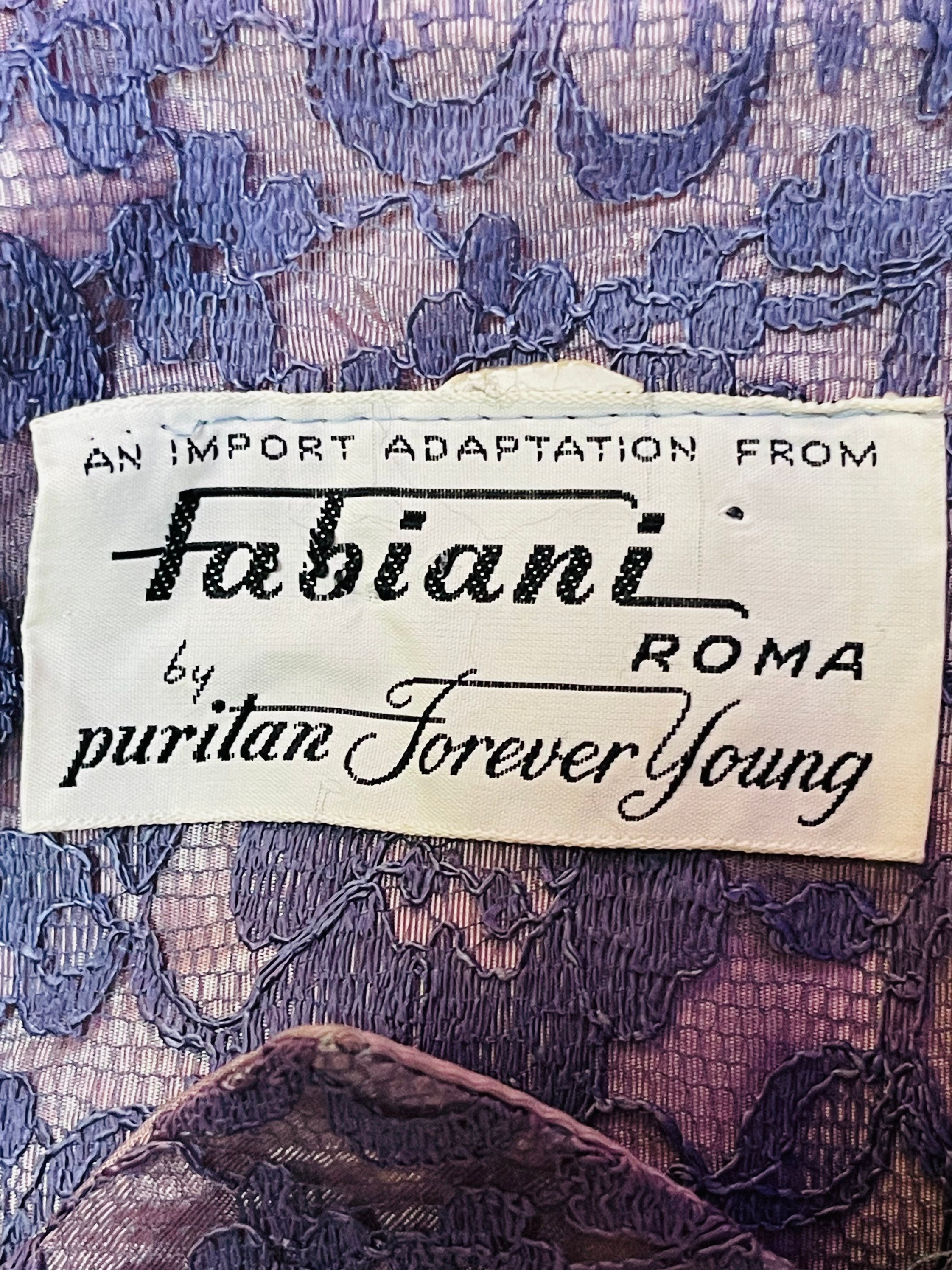 1940s Italian Design Purple Floral Lace Dress Lavender Satin Lining ...