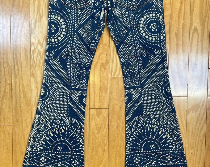 Vintage Free People AOP Patterned Bell Bottom Deadstock Jeans Unique ...