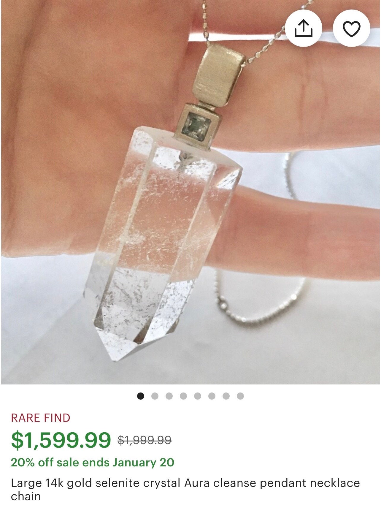 Large Clear Citrine Quartz Crystal Pointed Pendant Yellow Undertones ...