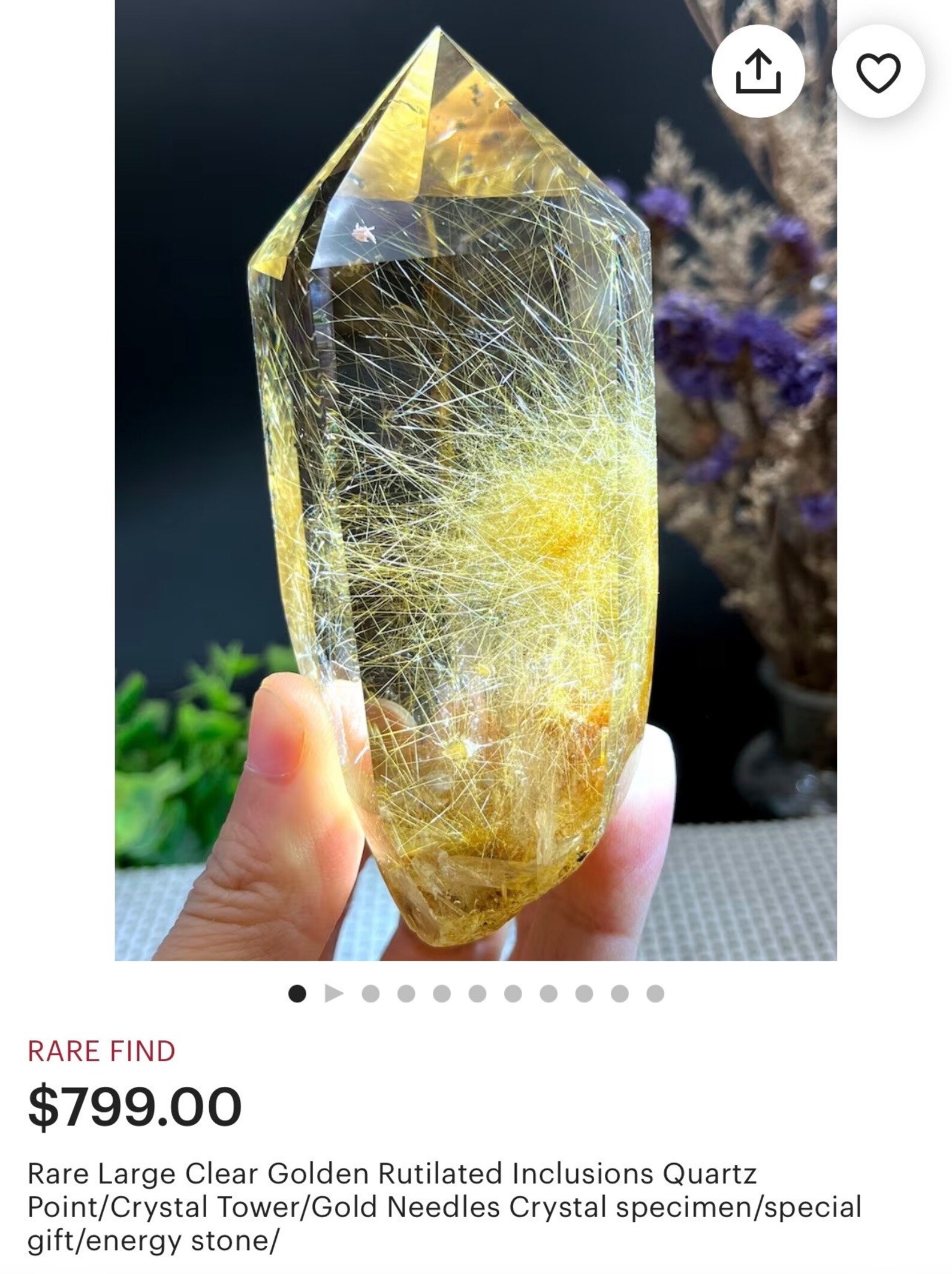 Large Clear Citrine Quartz Crystal Pointed Pendant Yellow Undertones ...