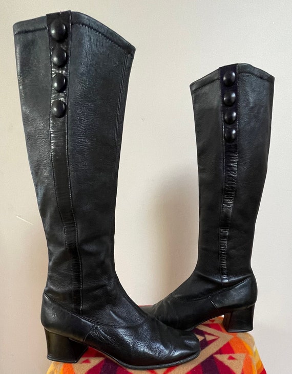 Victorian Style Go Go Boots Style Vintage Italian Bla… - Gem