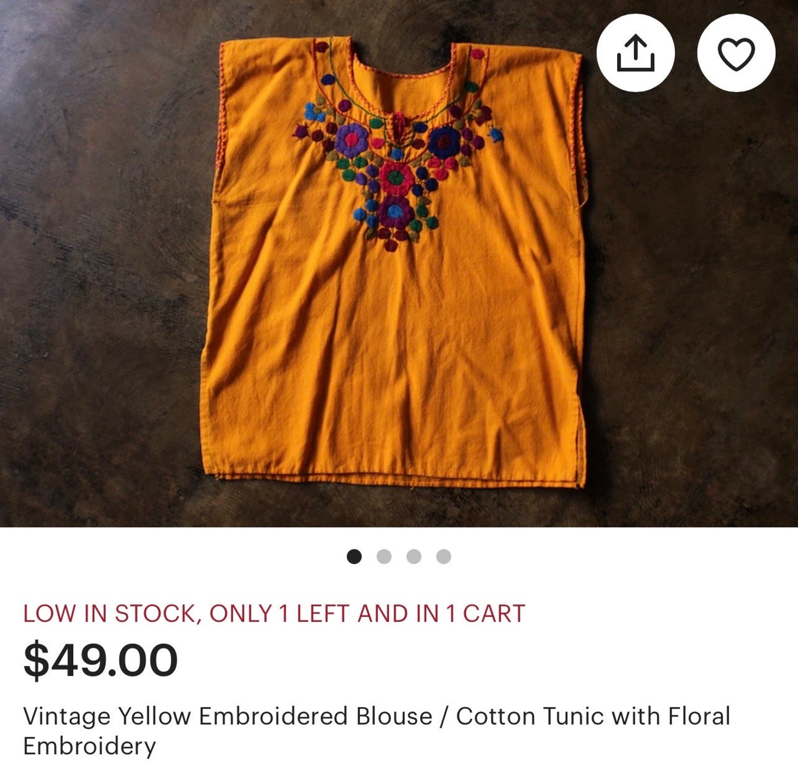 Handmade Mexican Oaxacan Huipil Indigenismo Blouse Cantelope Color ...