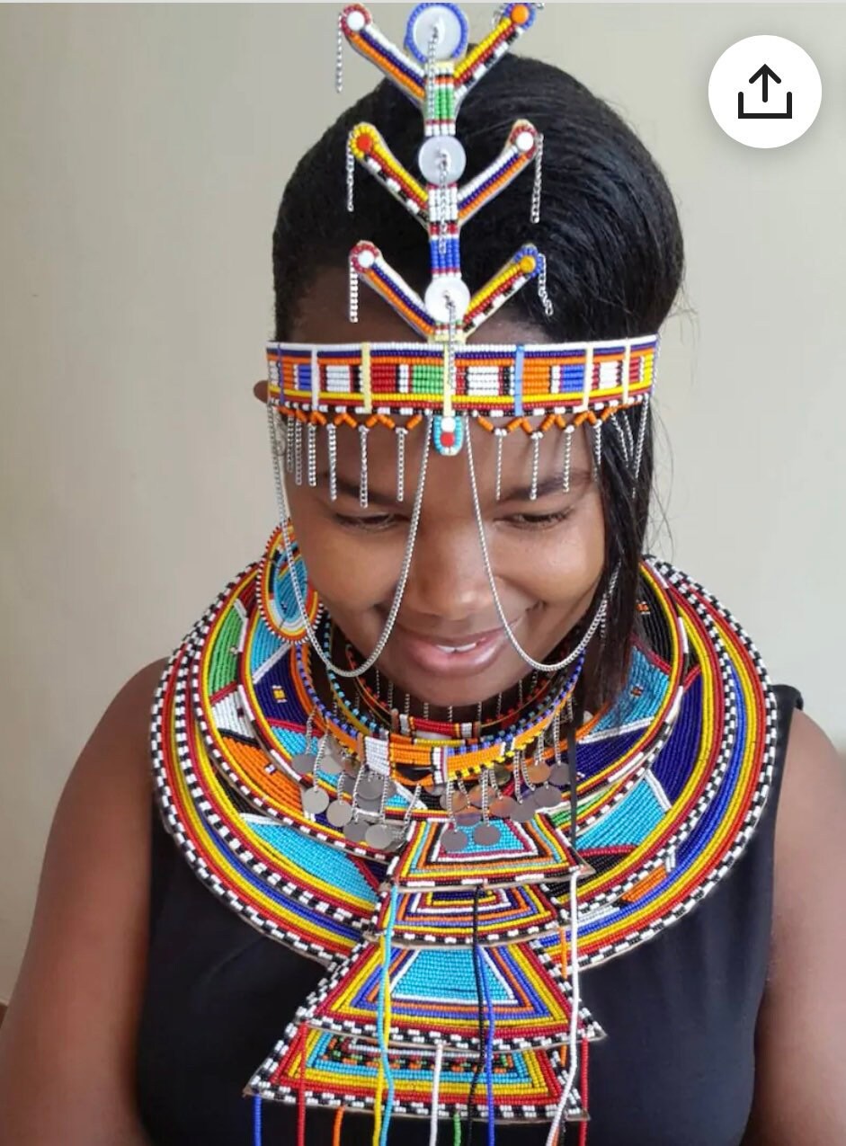 1960s Maasai Wedding Necklace Vintage African Bib Necklace Handmade ...