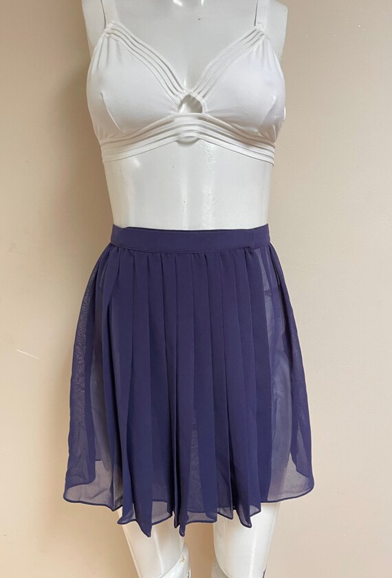 70s Sheer Pleated Chiffon Gossamer Light Navy Blue Wr… - Gem