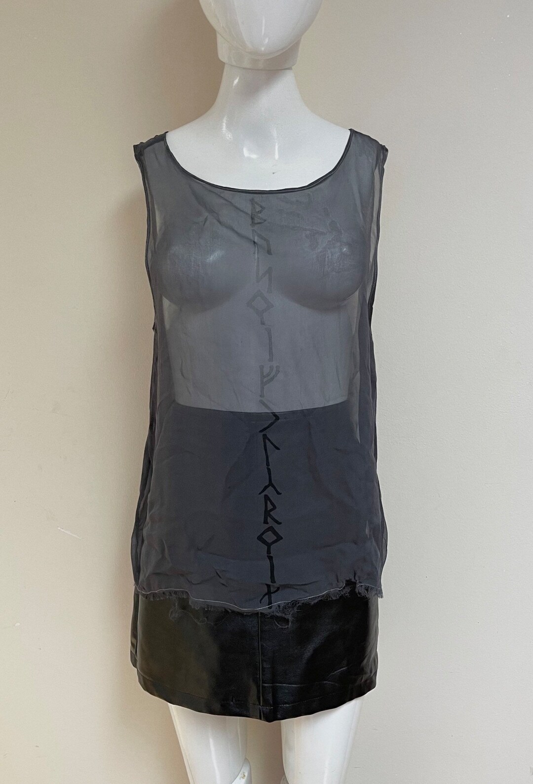 Protection Spell Runes Sheer Slate Grey Tank / Tunic / Blouse Ovate ...