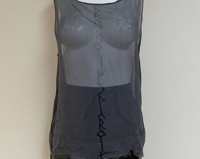 Protection Spell Runes Sheer Slate Grey Tank / Tunic / Blouse Ovate ...