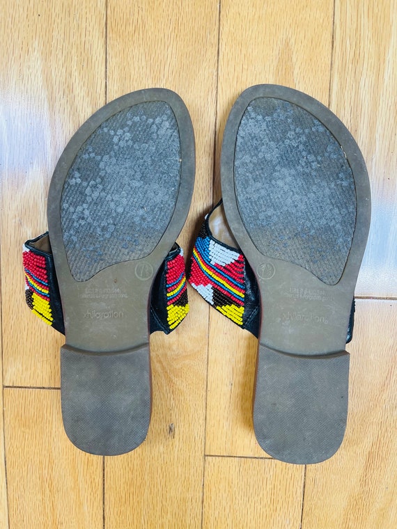 African Handmade Leather Thong Sandals Hand Beaded Mu… - Gem