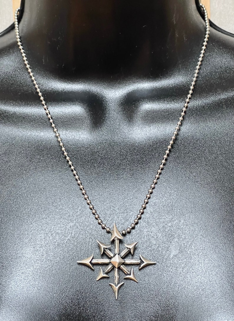 Vintage 80s Silver Chaos Star Pendant Necklace Handforged Symbolic ...